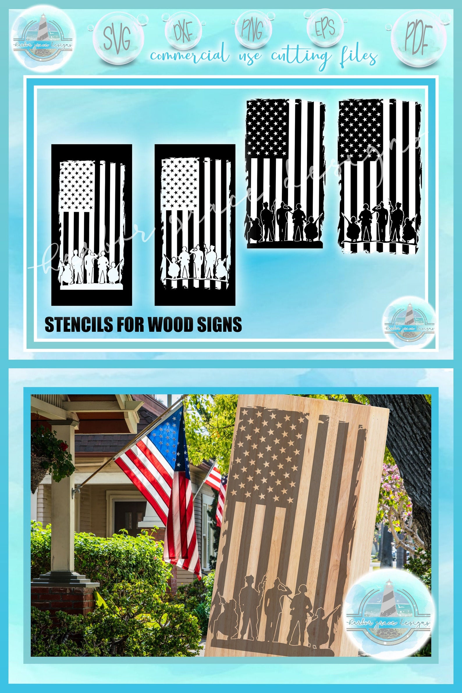USA American Soldiers Saluting Flag Stencils Included SVG - Etsy