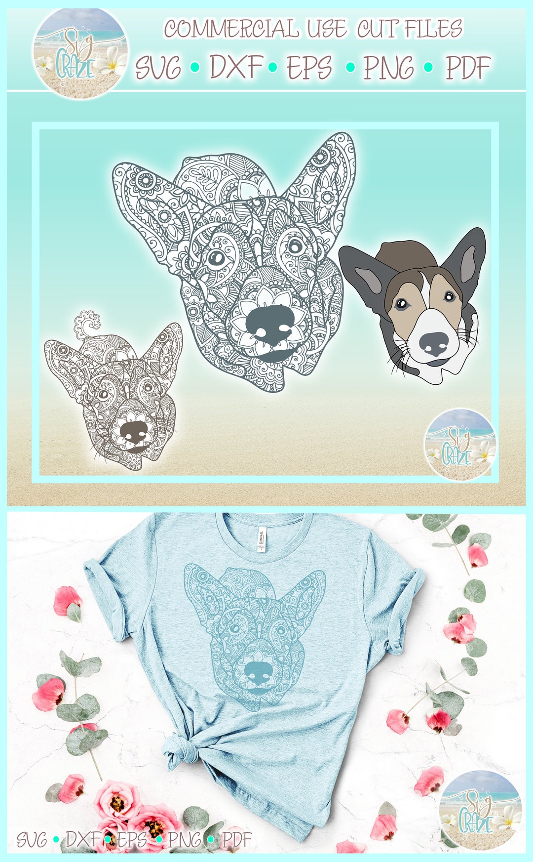 Corgi Dog Mandala Zentangle SVG Files for Cricut Silhouette - Dxf Eps ...