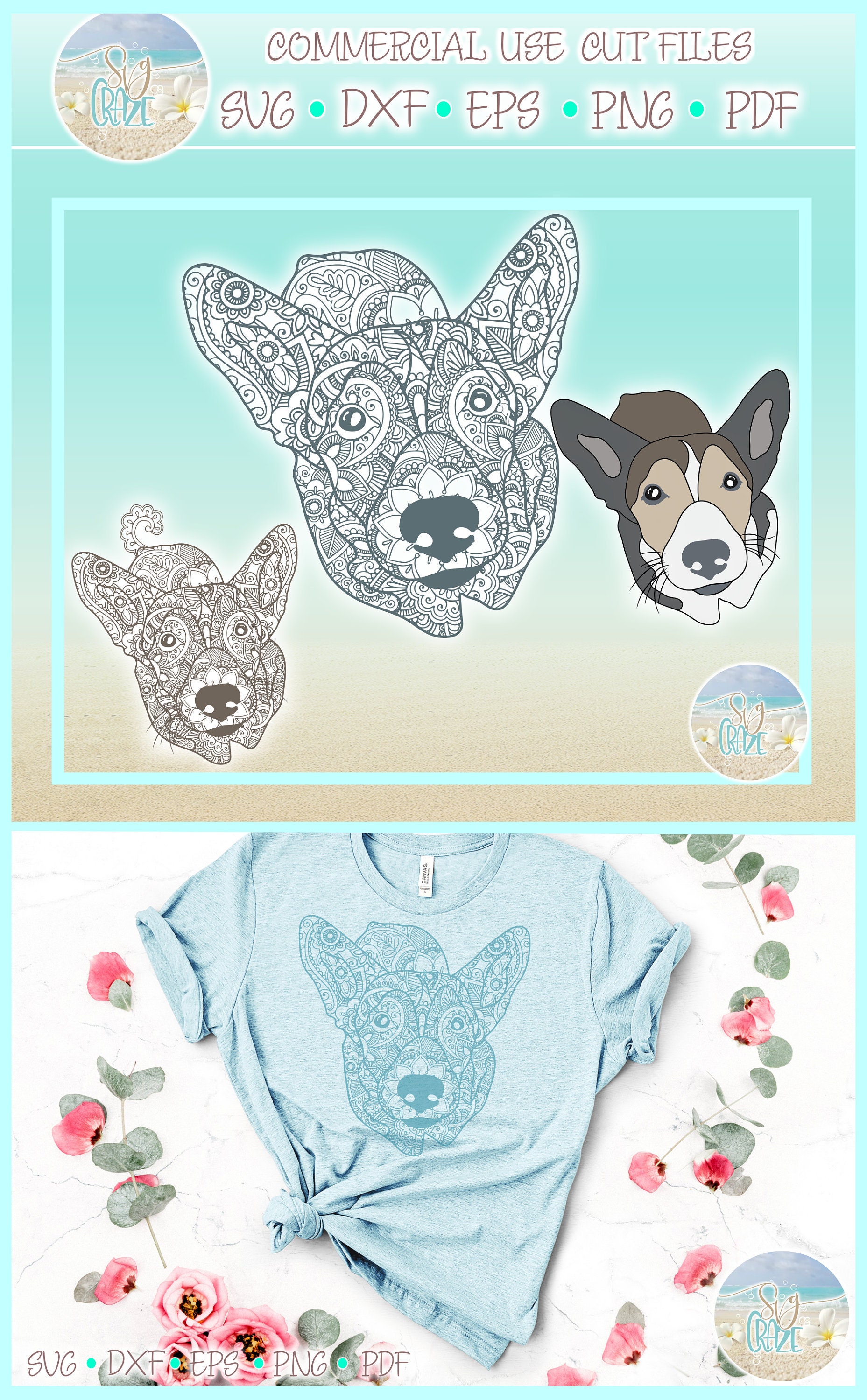Corgi Dog Mandala Zentangle SVG Files for Cricut Silhouette - Dxf Eps ...