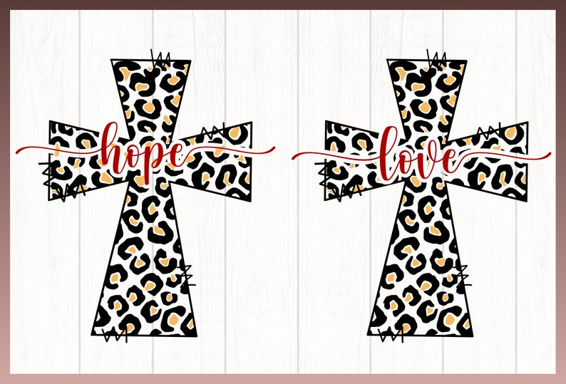Leopard Print Cross With Words Jesus Love Hope Faith SVG Files for ...