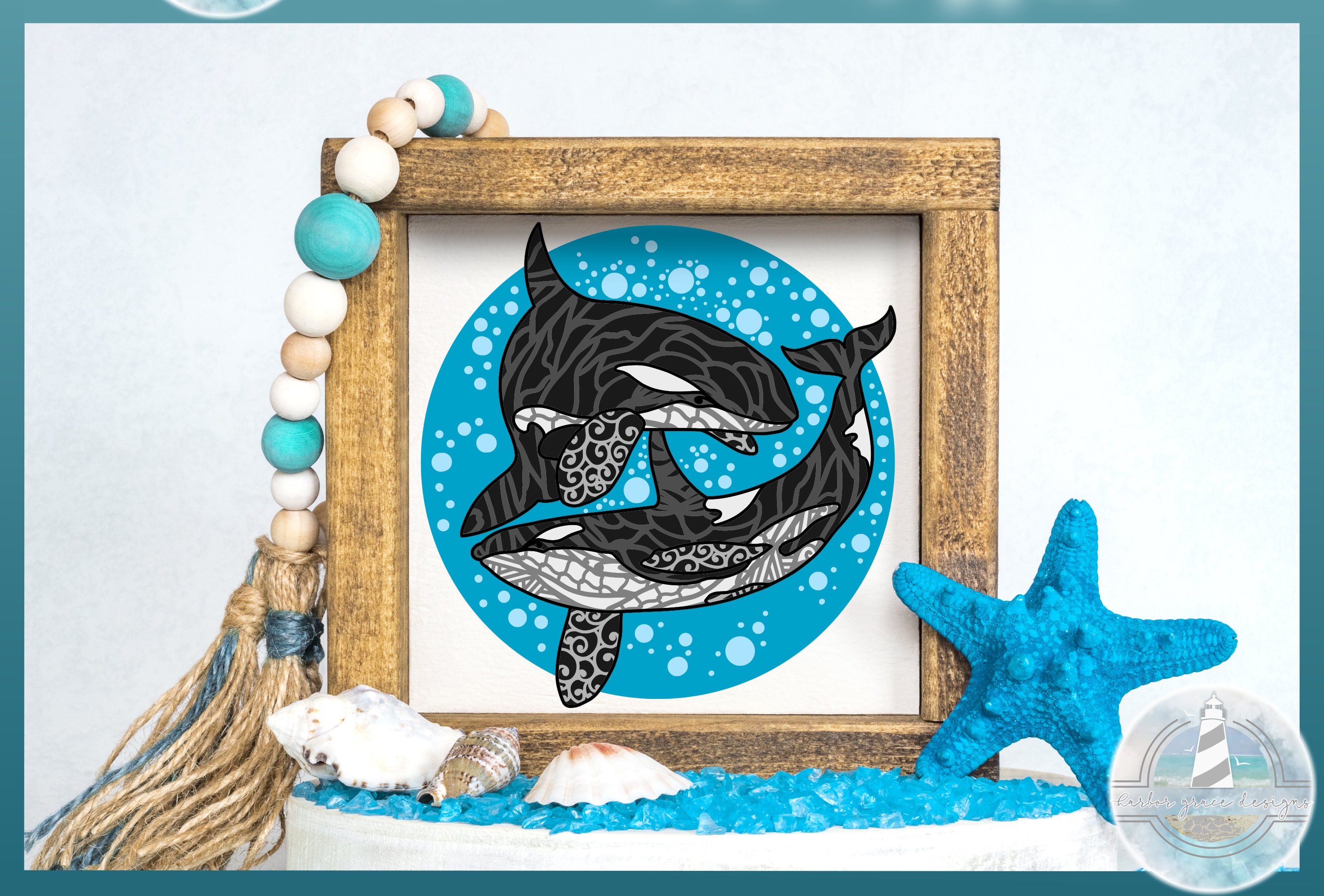 3D Layered Design Orcas Whales Mandala SVG File Multi - Etsy