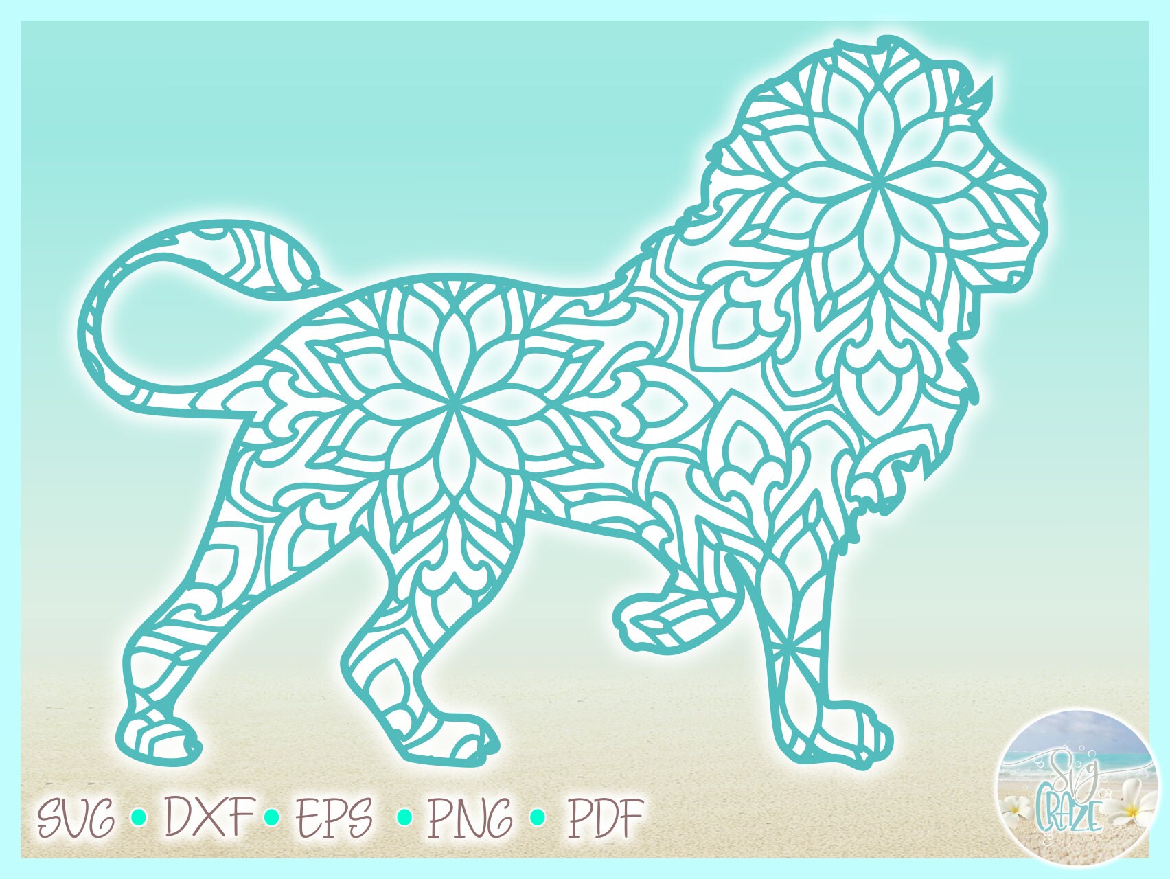 Lion Mandala Zentangle SVG Files for Cricut Silhouette - Dxf Eps Pdf ...