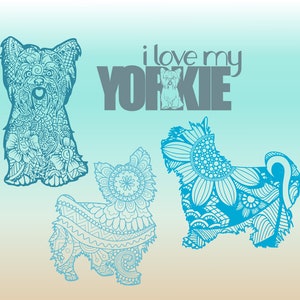 Yorkie Yorkshire Terrier Dog Mandala Zentangle Bundle SVG Files for ...
