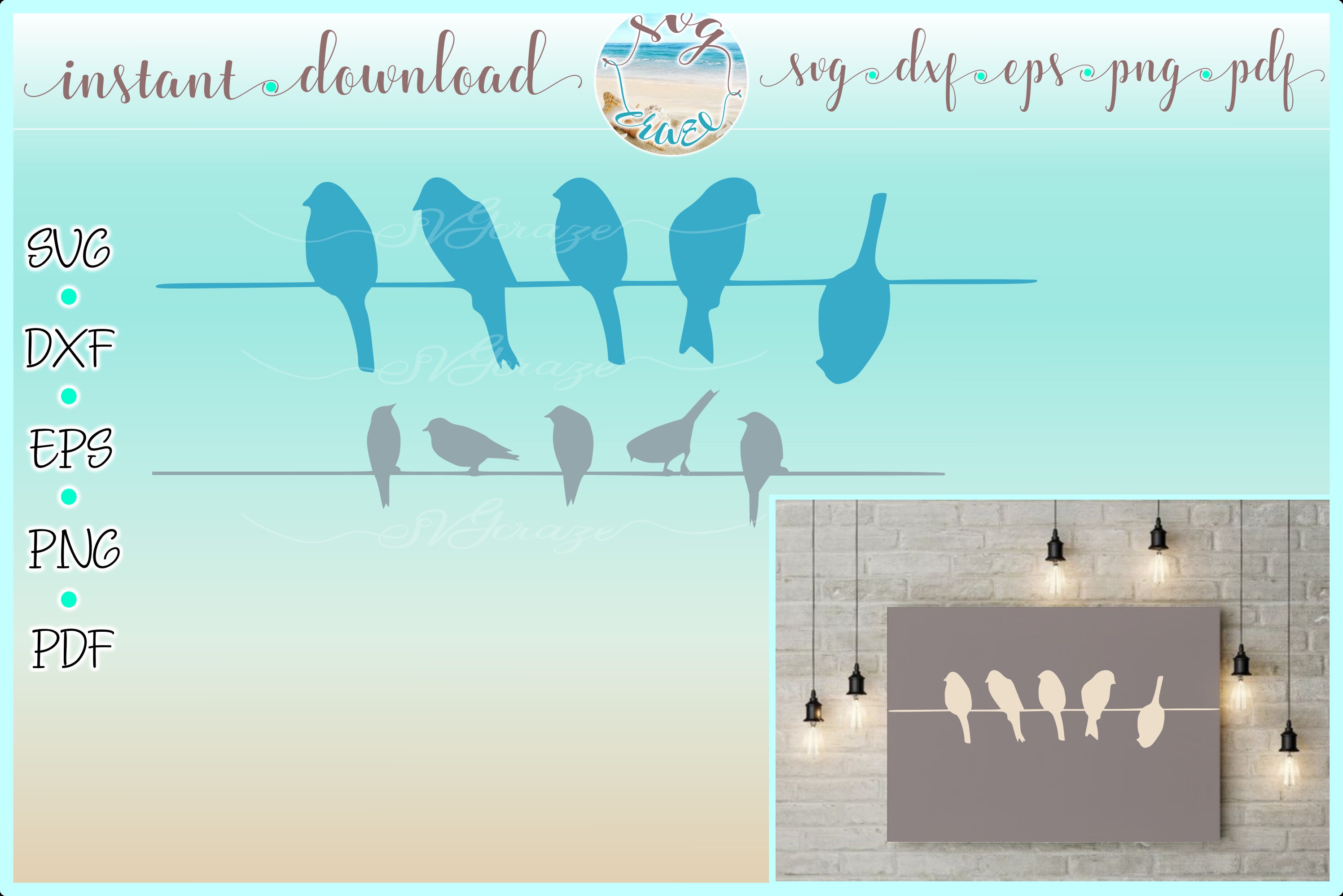 Birds on Straight Wire SVG Files for Cricut Silhouette Dxf - Etsy