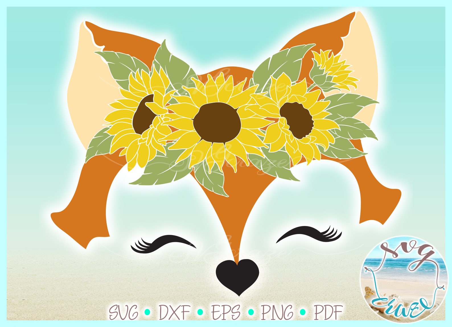 Fox Face With Sunflowers SVG Files for Cricut Silhouette - Dxf Eps Pdf ...