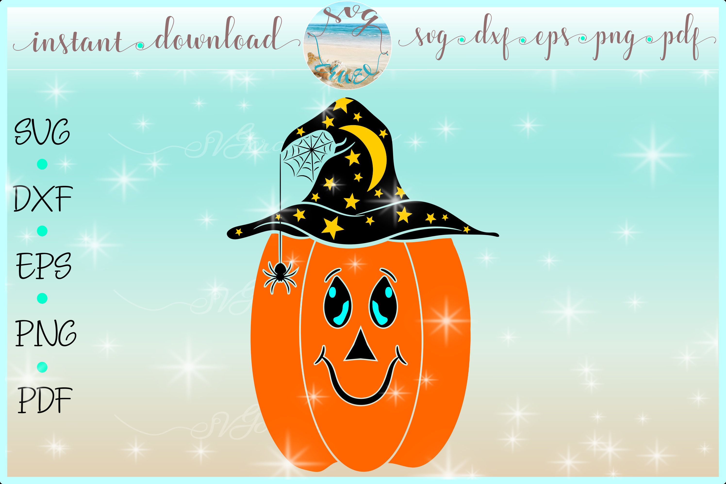 Pumpkin Jack O Lantern Witch Hat SVG Files for Cricut Silhouette - Dxf ...