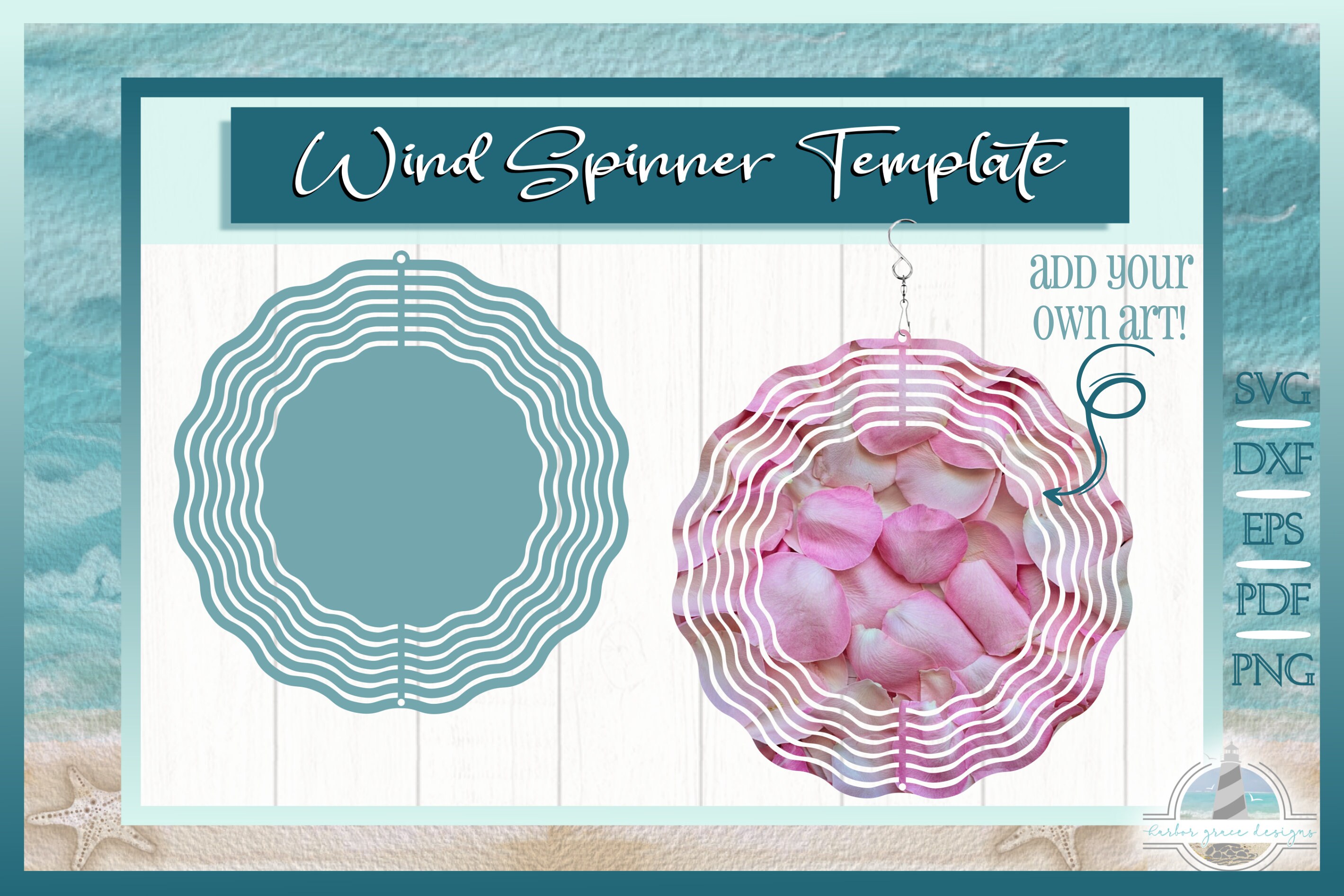 Wind Spinner Round Design SVG Template - Windspinner Svg - Hanging Wind ...