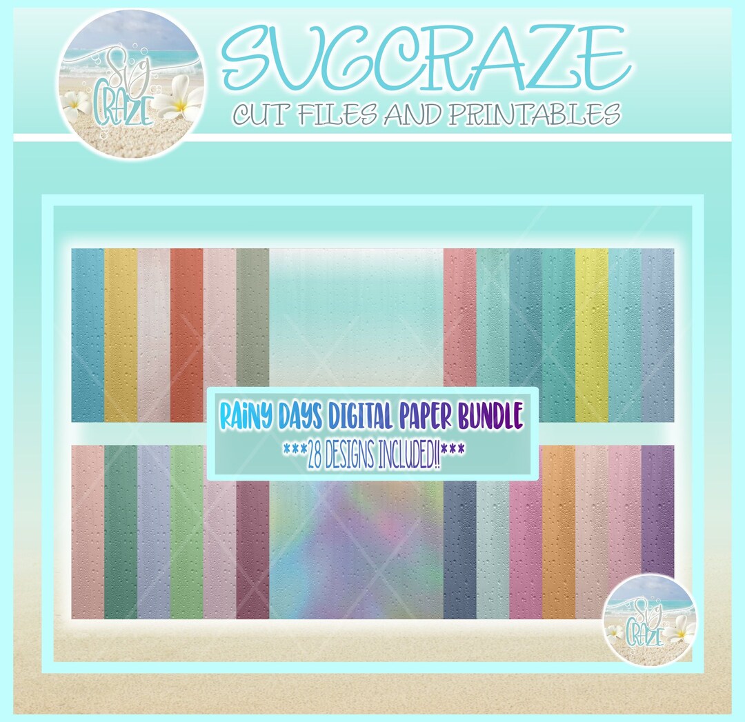 Rainy Days Digital Paper Bundle 28 Designs Included 12 X 12 300 DPI ...