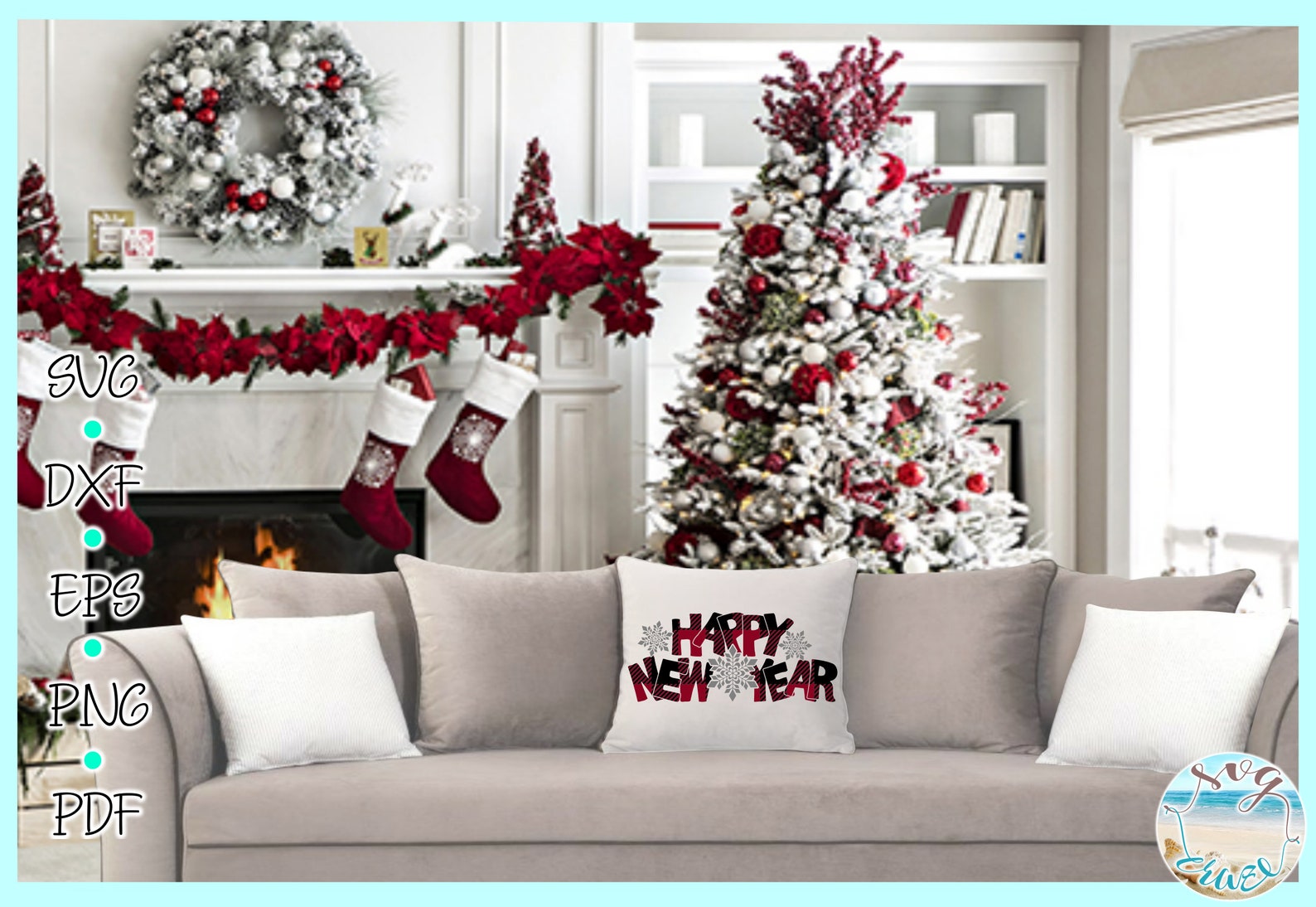 Happy New Year Buffalo Plaid Quote SVG Files for Cricut Silhouette ...