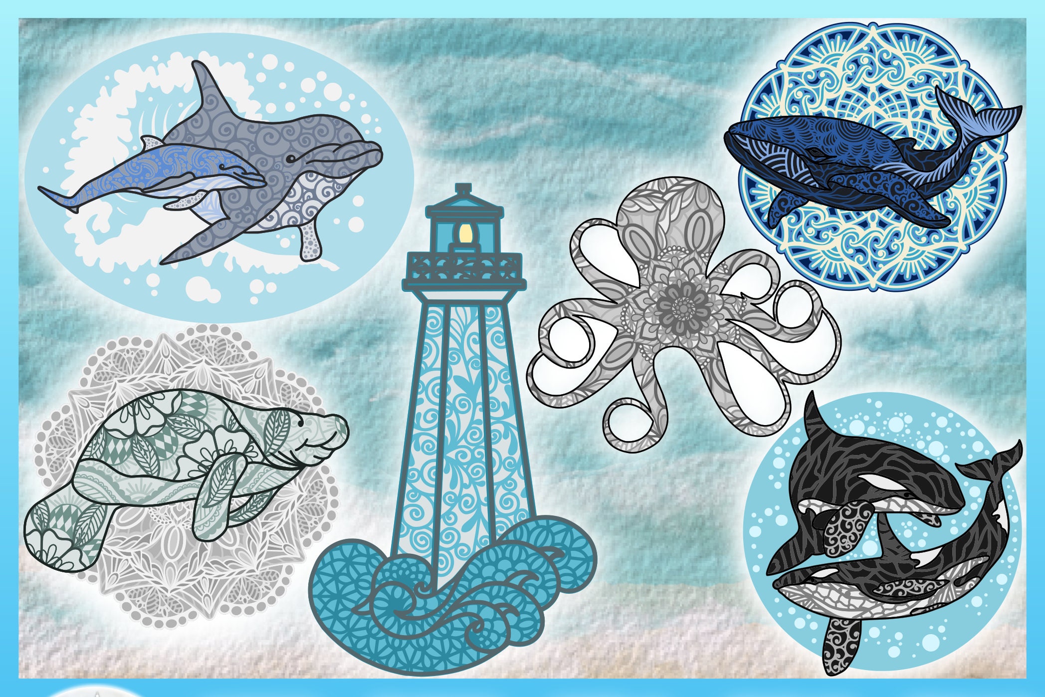 3D Mandala SVG Bundle Layered Ocean Beach Theme Bundle - Etsy