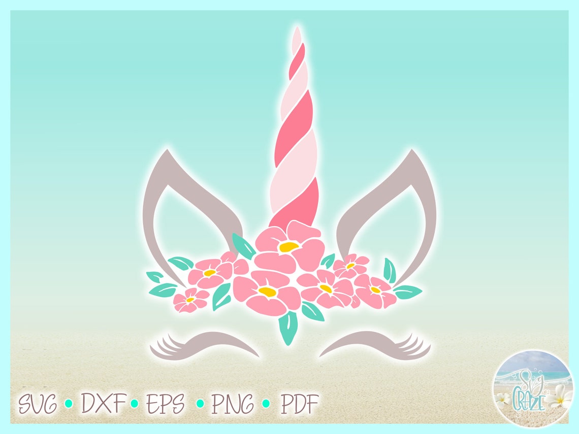 Unicorn Face With Flowers Eyelashes SVG Files for Cricut Silhouette ...