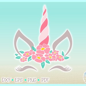 Unicorn Face With Flowers Eyelashes SVG Files for Cricut Silhouette ...