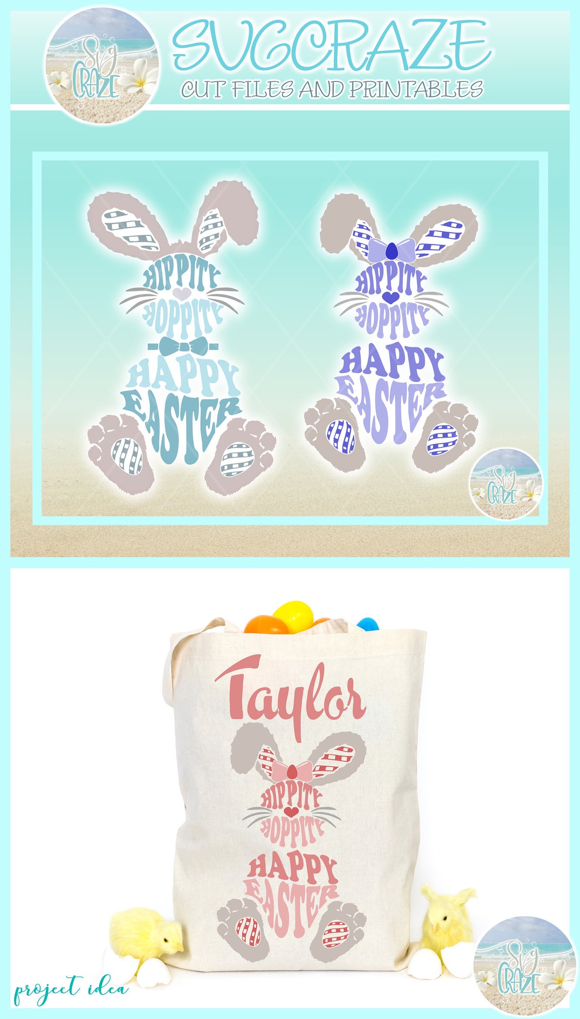 Hippity Hoppity Happy Easter Bunny SVG Files for Cricut - Etsy