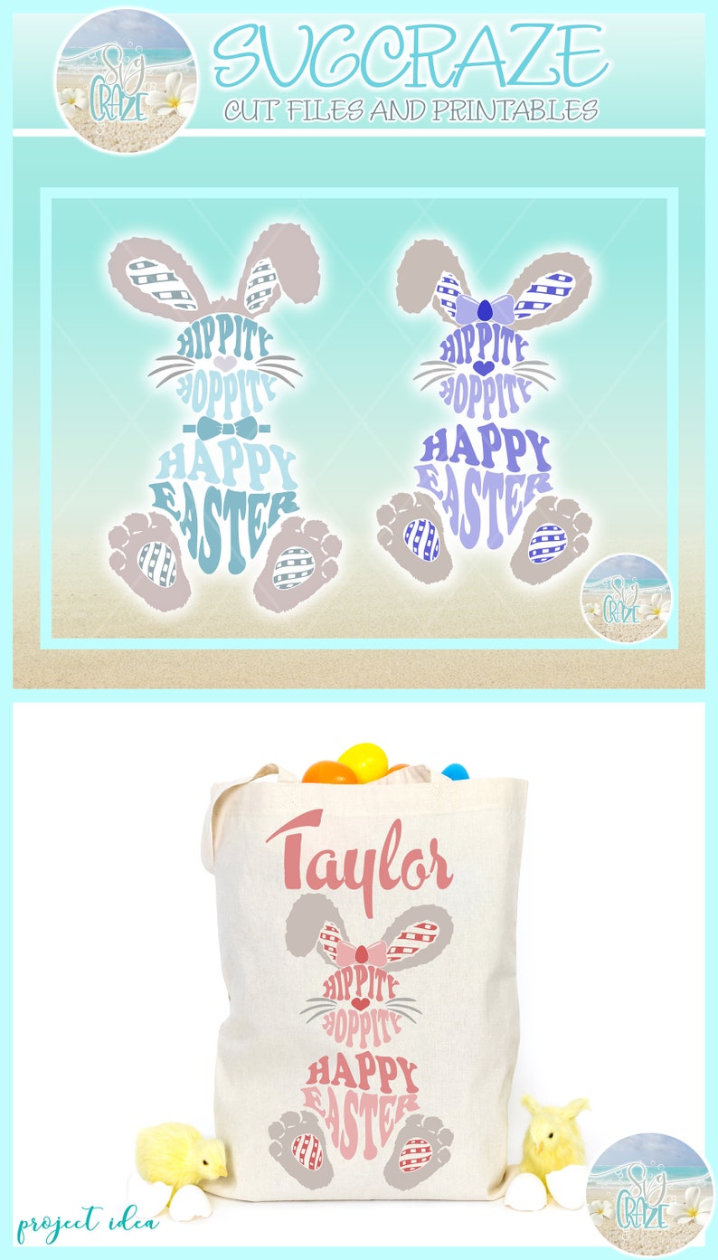 Hippity Hoppity Happy Easter Bunny SVG Files for Cricut - Etsy