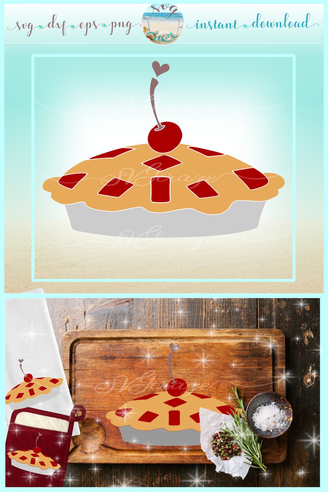 Thanksgiving Cherry Pie SVG Files for Cricut Silhouette - Dxf Eps Pdf ...