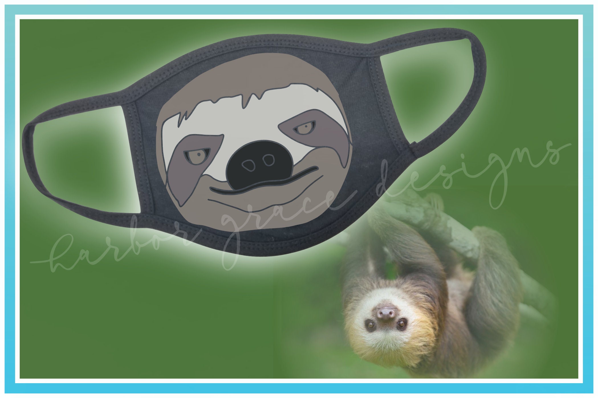Sloth Face Mask SVG Files for Cricut Silhouette - Dxf Eps Pdf Png ...