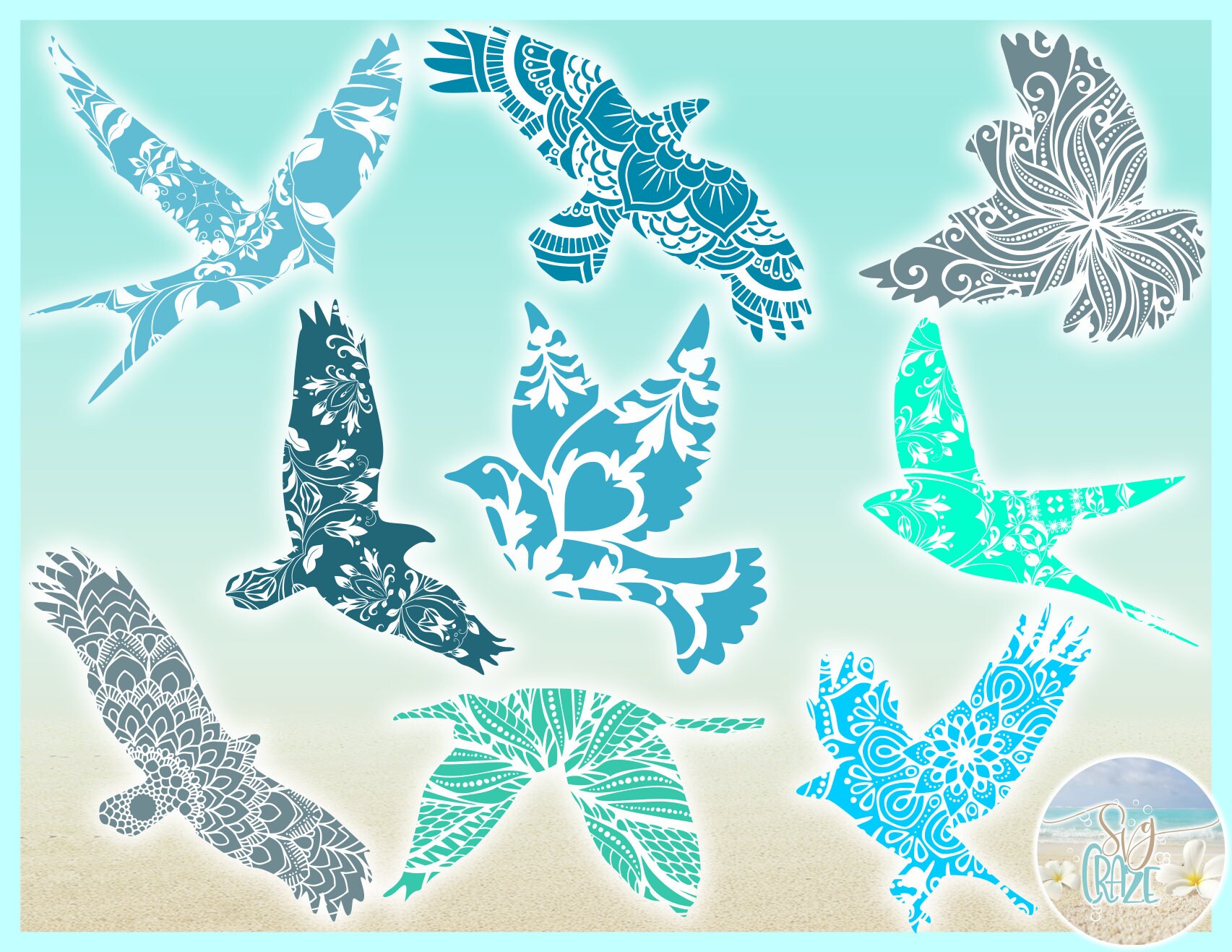 Bird Mandala Birds Flying Zentangle Bundle SVG Files for Cricut ...