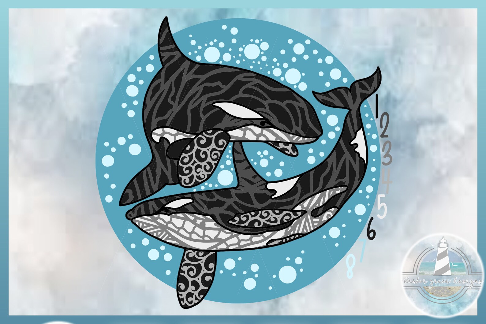 3D Layered Design Orcas Whales Mandala SVG File Multi - Etsy