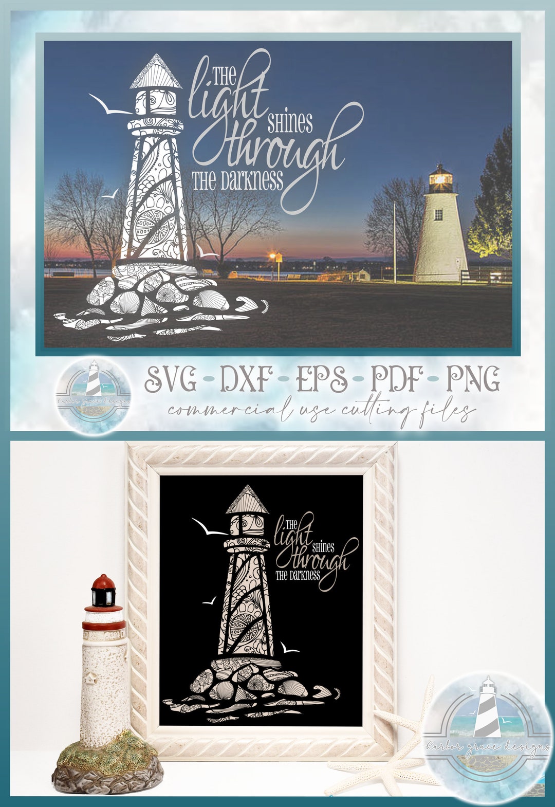 Lighthouse SVG | Lighthouse Mandala With Quote - the Light Shines ...
