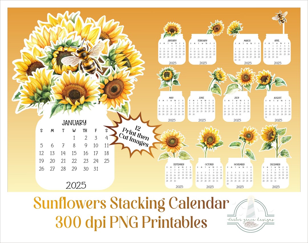 2025 Sunflowers Desktop Calendar PNG Images, Sunflowers Calendar, 2025 ...