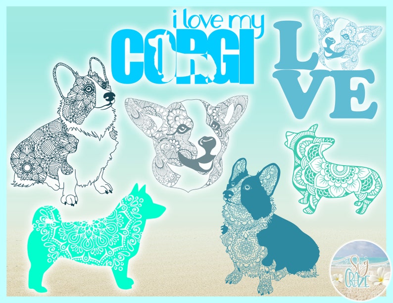 Pembroke Welsh Corgi Mandala Zentangle Bundle SVG Files for Cricut ...