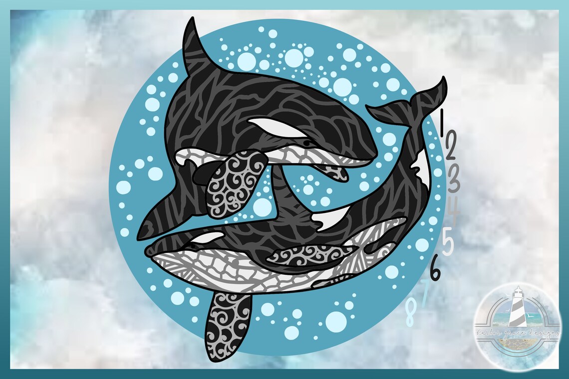 3D Layered Design Orcas Whales Mandala SVG File Multi - Etsy