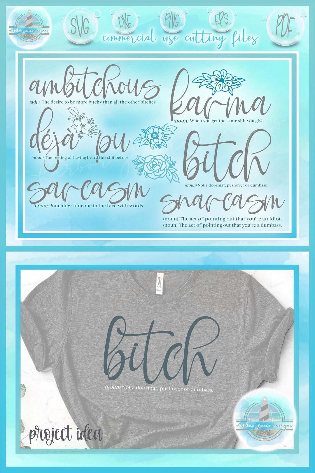 Snarky Sarcastic Words Definition Bundle SVG Files for Cricut ...