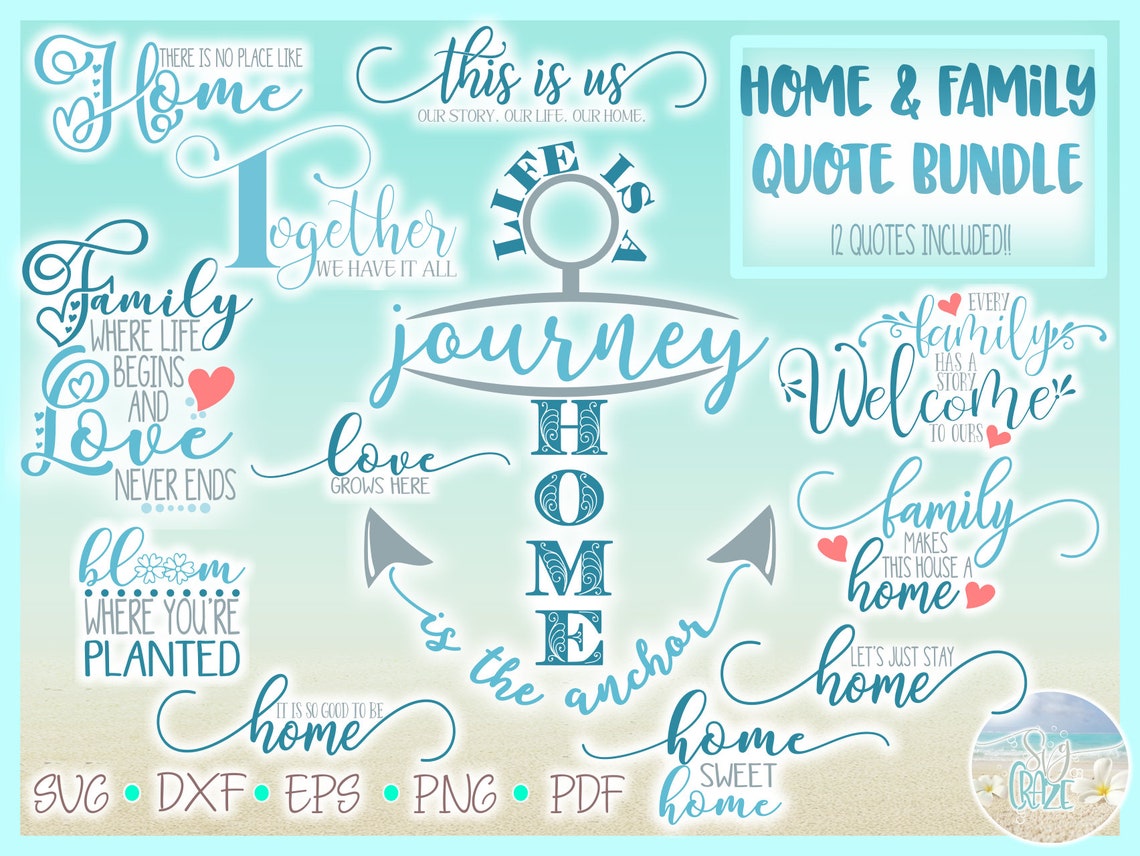 Home and Family Quote Bundle SVG Files for Cricut Silhouette | Etsy