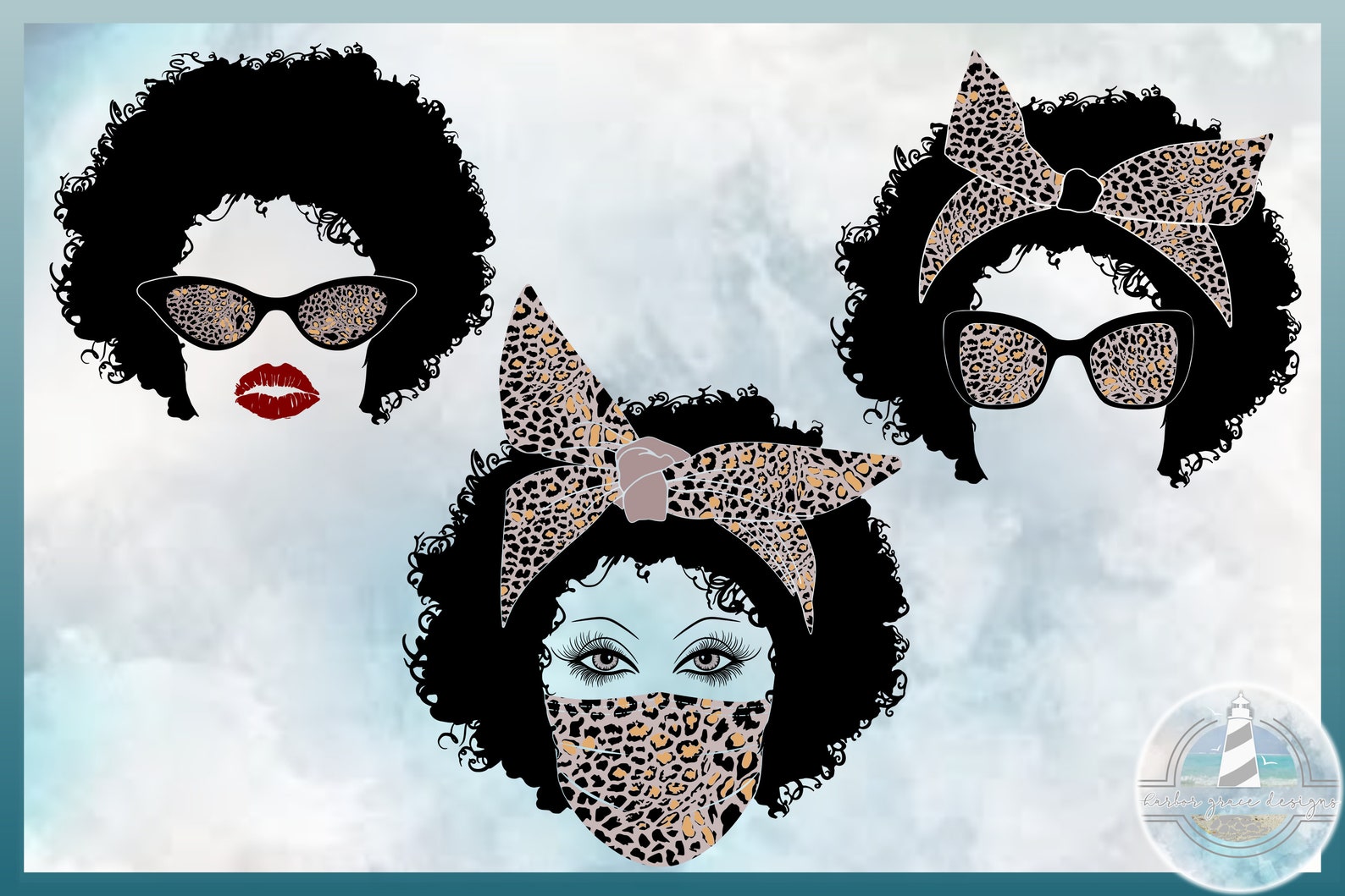 Leopard Bow Afro SVG Bundle Leopard Print Bow Afro Hair - Etsy