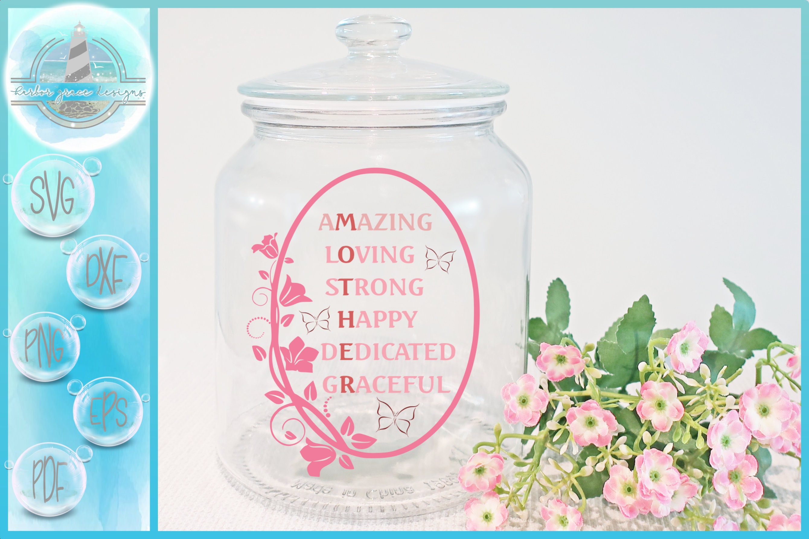 Mother Anagram With Floral Frame SVG Files for Cricut | Etsy