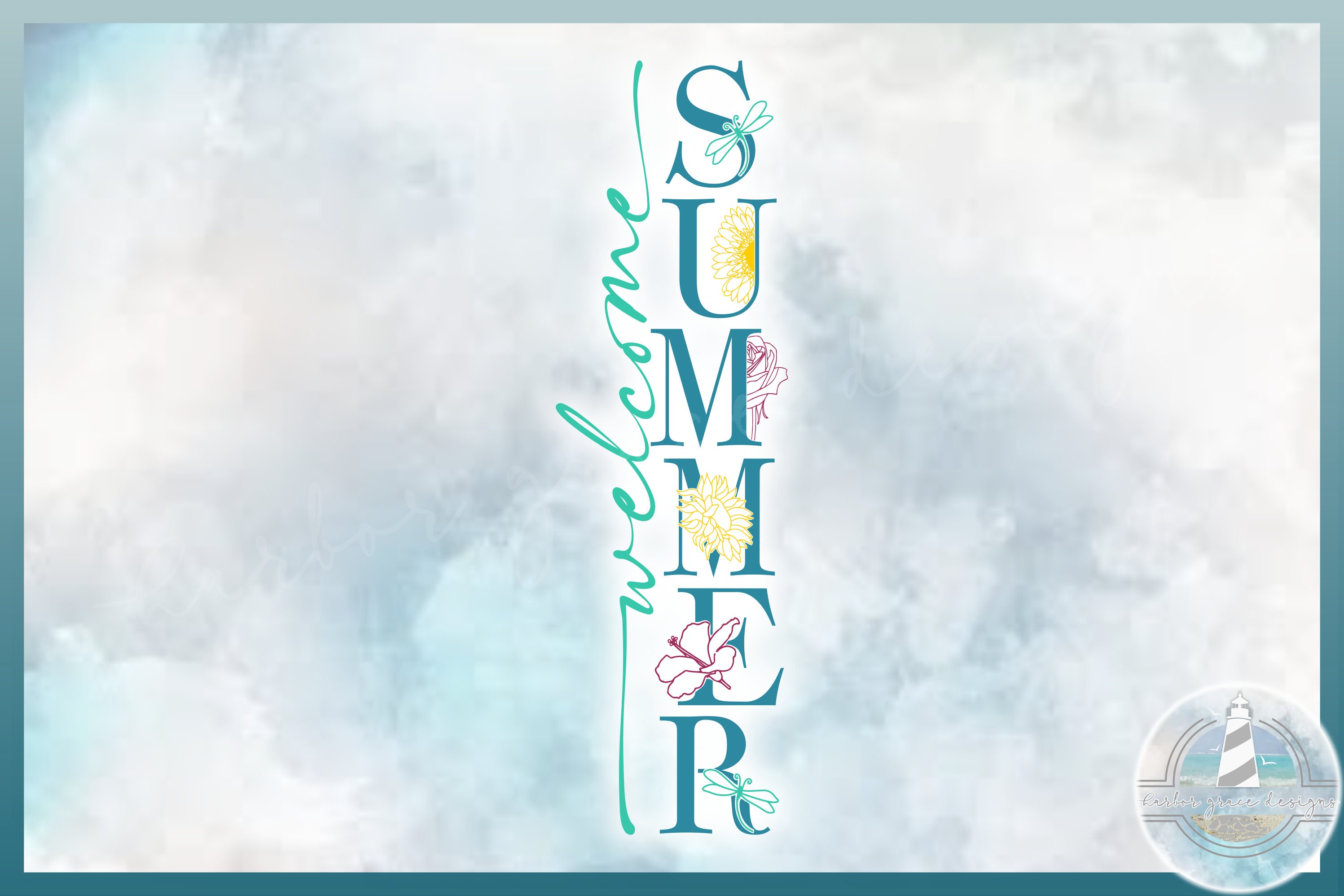 Welcome Summer With Flowers and Dragonflies Tall Vertical - Etsy