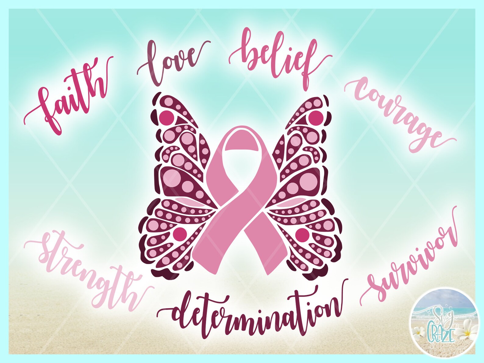 Breast Cancer Ribbon Butterfly Awareness SVG Files for Cricut | Etsy