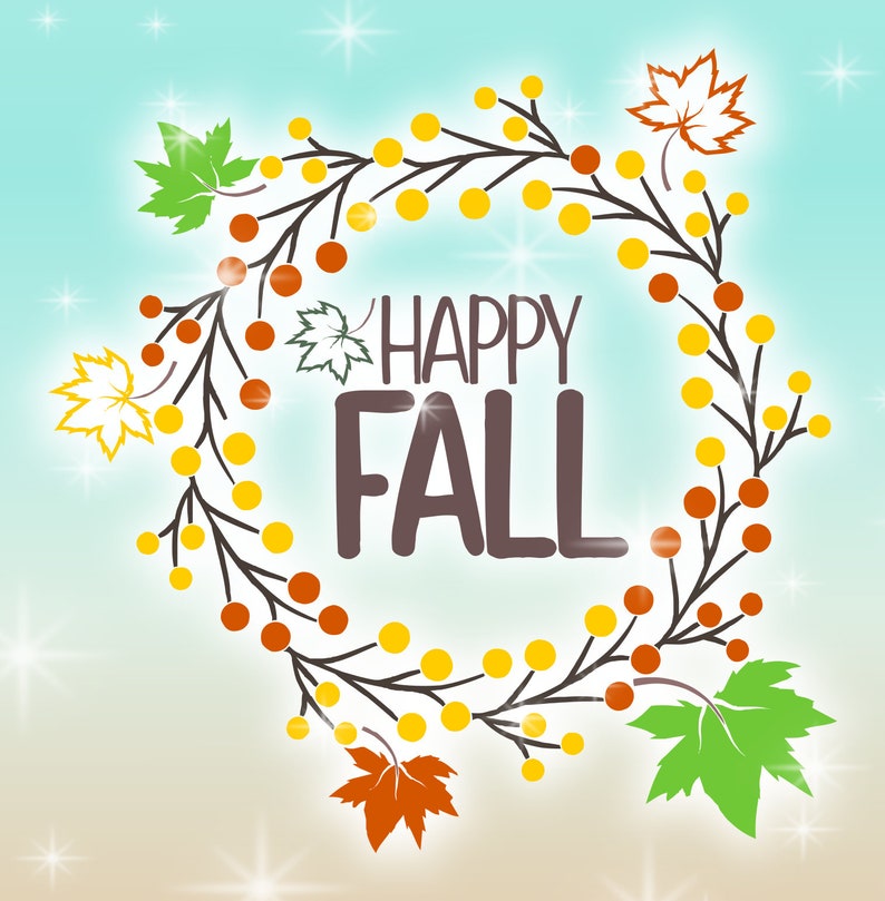 Happy Fall Leaf and Berries Wreath SVG Files for Cricut | Etsy