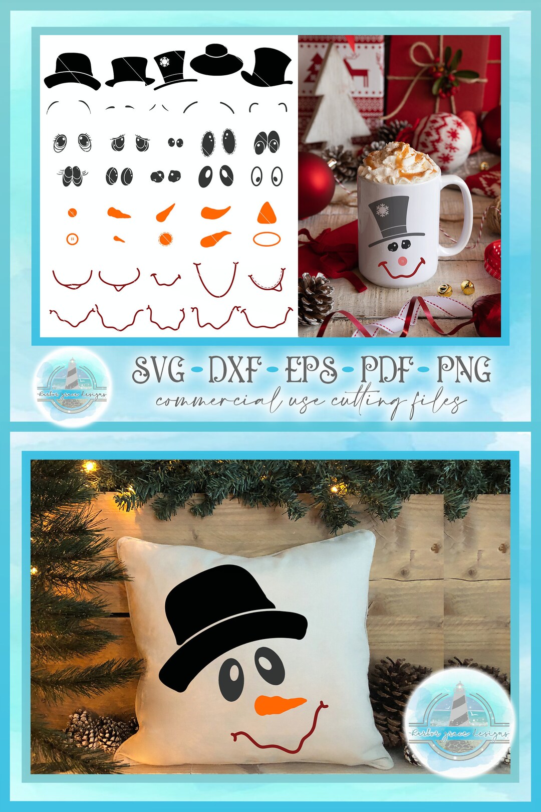 Snownan Face Kit SVG | Build Your Own Snowman Face Kit SVG Files for ...