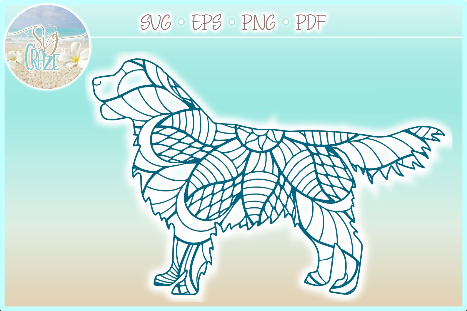 Golden Retriever Mandala Zentangle Bundle SVG Dxf Eps Pdf PNG - Etsy