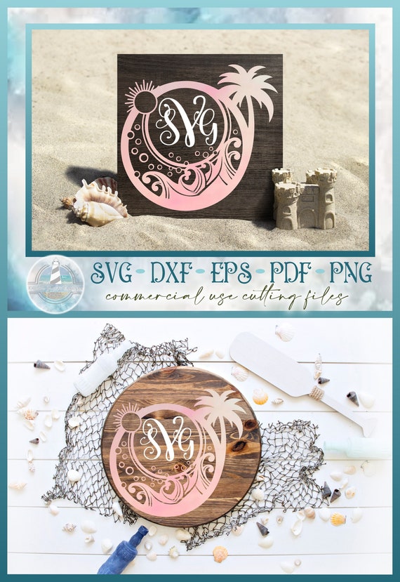 Beach Frame Monogram SVG Files for Cricut Silhouette Dxf Eps - Etsy