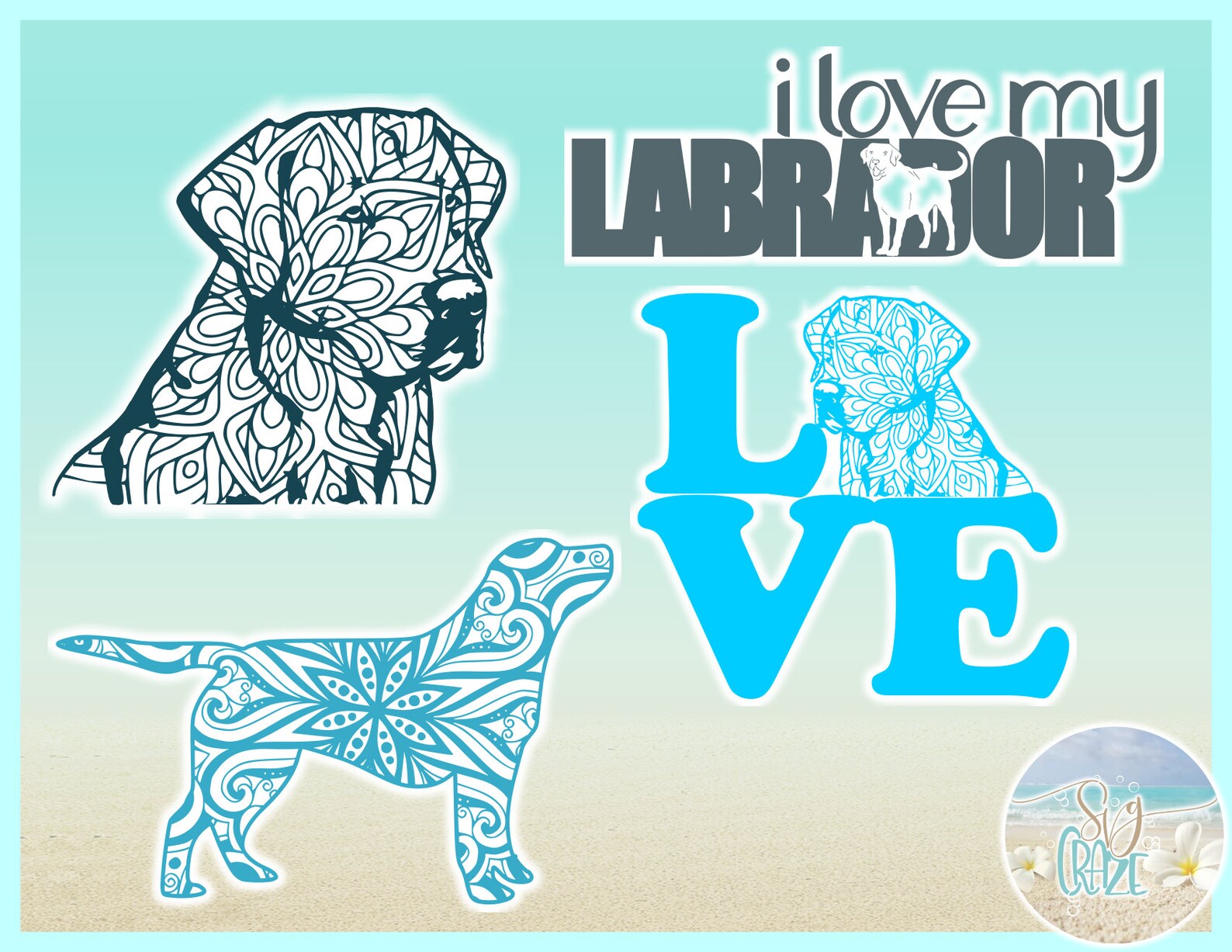 Labrador Mandala Zentangle Bundle SVG Files for Cricut | Etsy