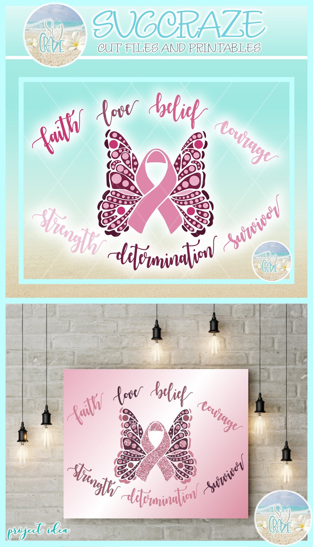 Breast Cancer Ribbon Butterfly Awareness SVG Files for Cricut ...