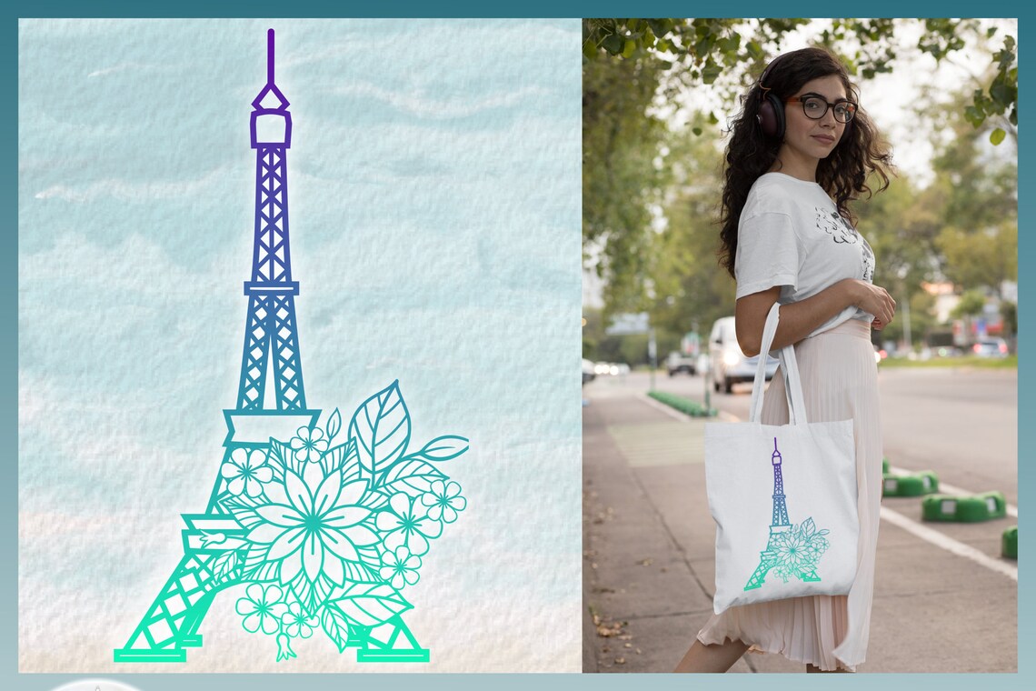 Paris Eiffel Tower Foral Mandala SVG | Floral Mandala Zentangle SVG ...
