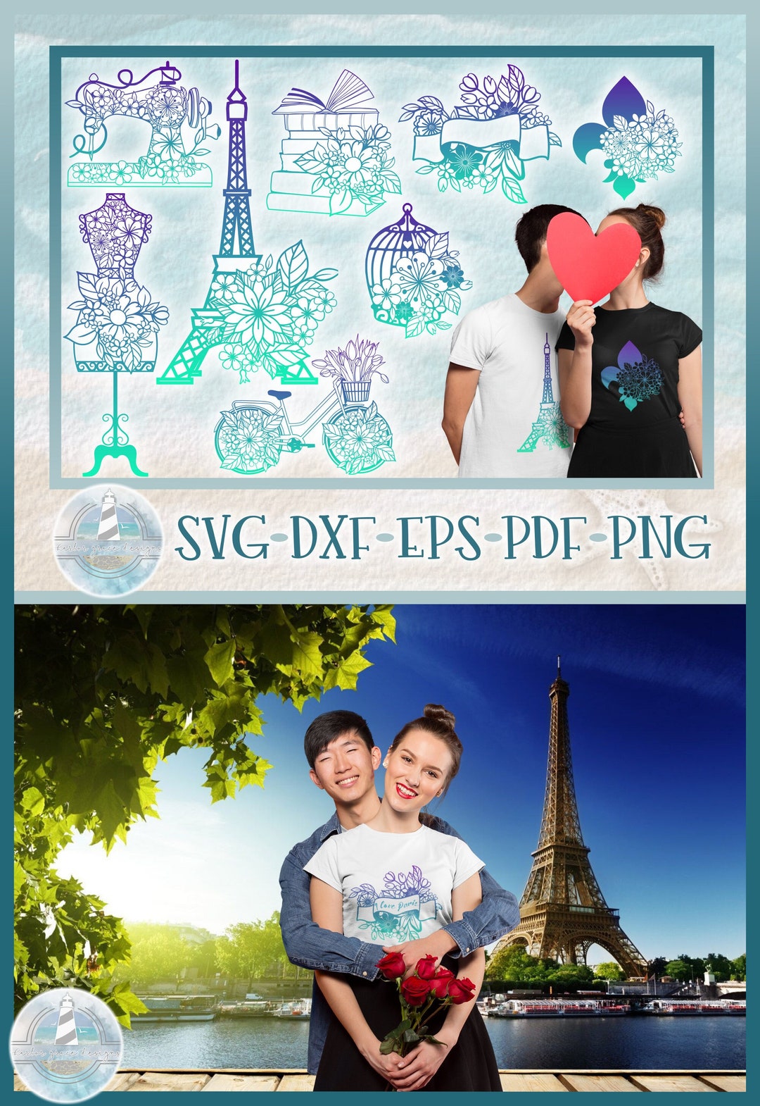 Eiffel Tower and Vintage Flower Mandala SVG Bundle | Paris Mandala SVG ...