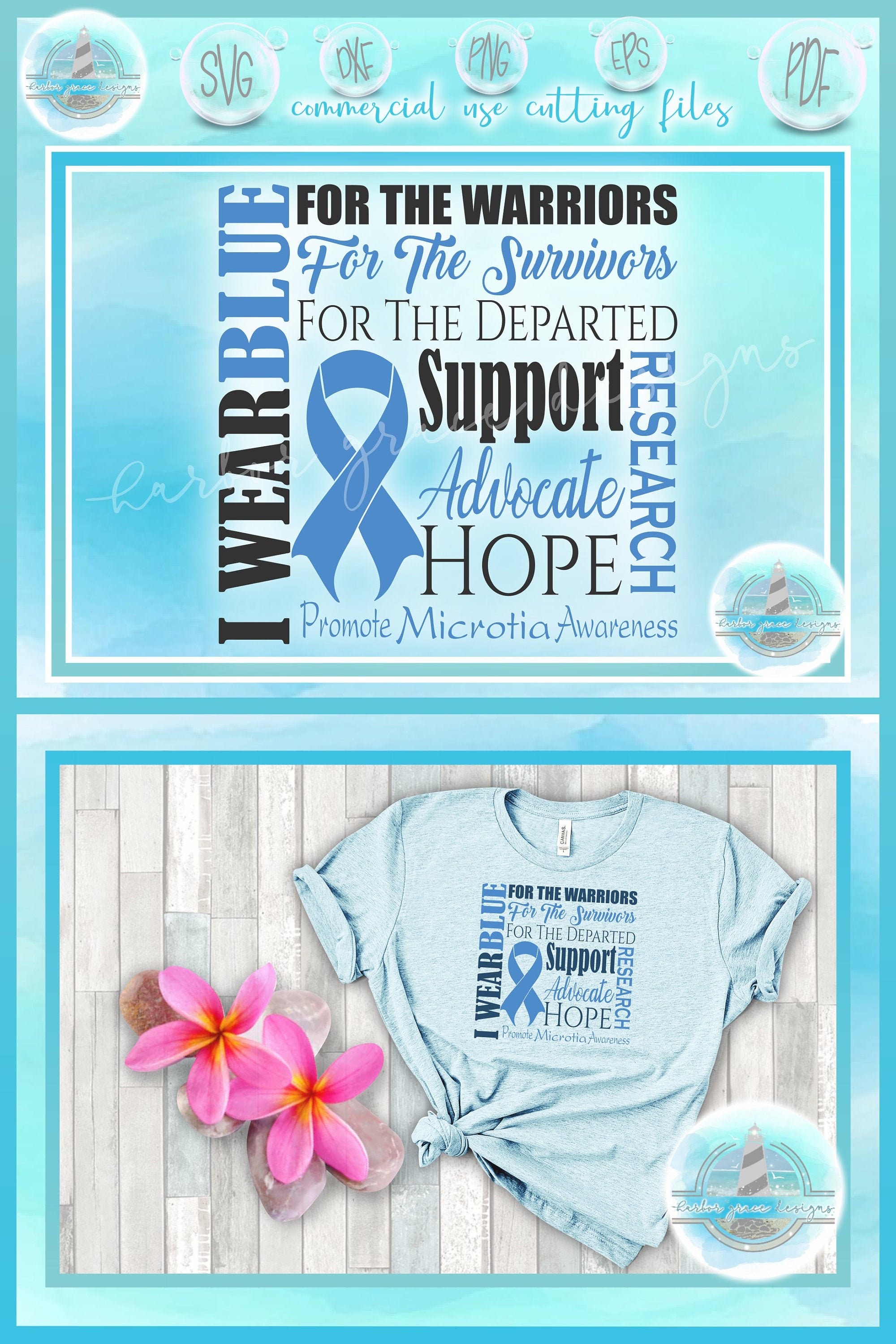 I WEAR BLUE Microtia Awareness Support SVG Files for Cricut Silhouette ...
