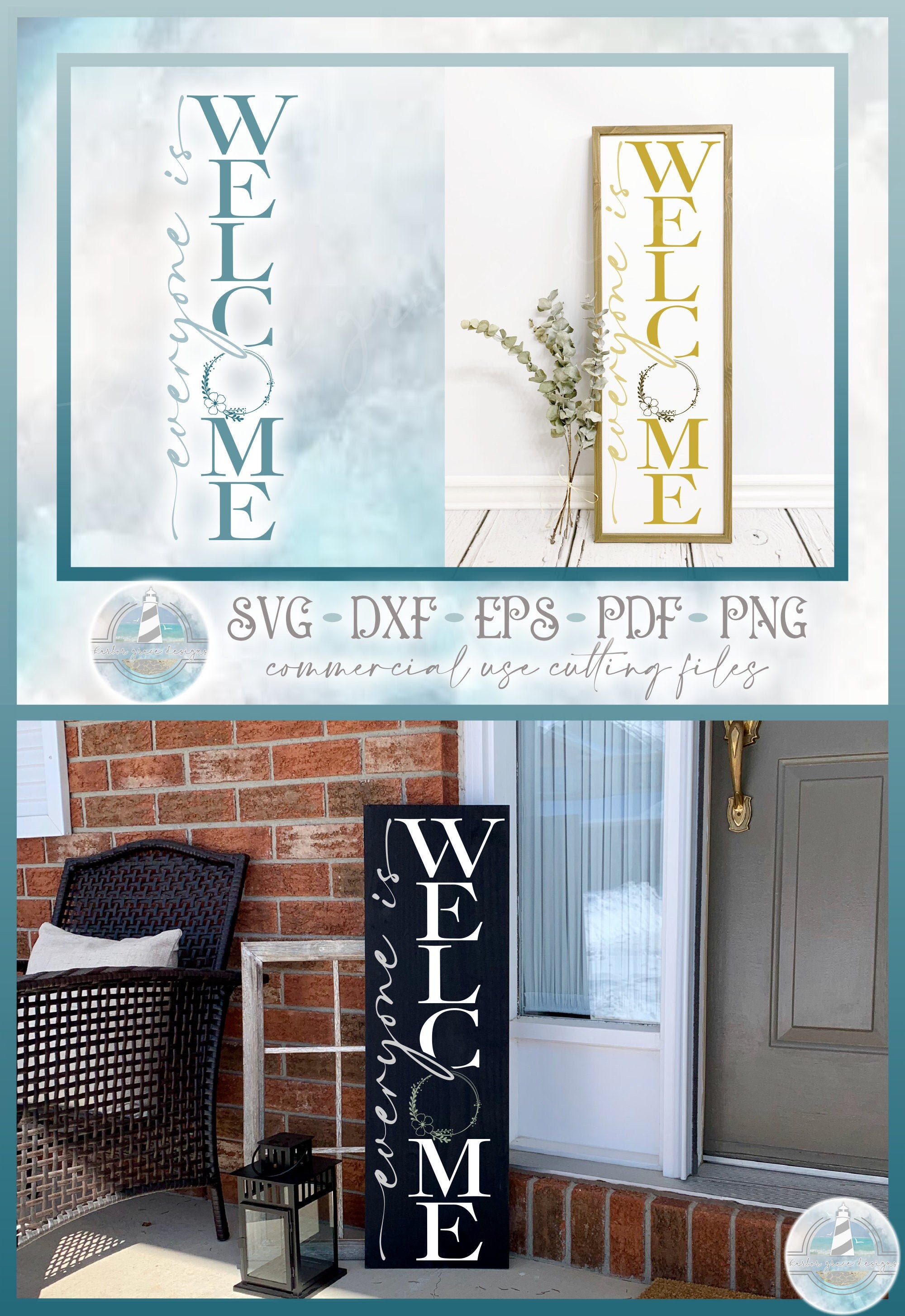 Everyone is Welcome Tall Vertical Front Porch Sign Quote SVG - Etsy