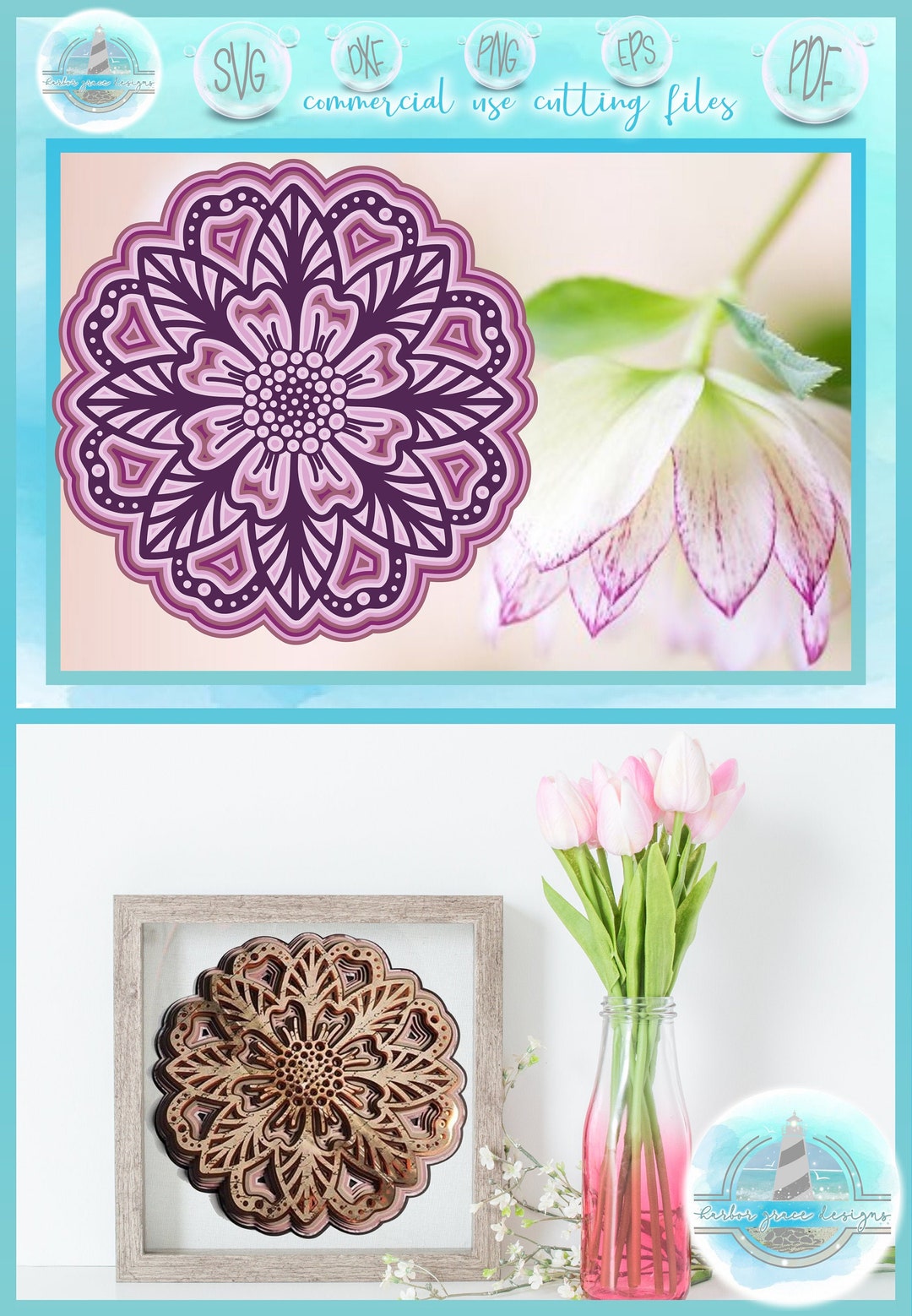 3D Layered Design | Flower Mandala SVG File | Multi Layered Mandala SVG ...