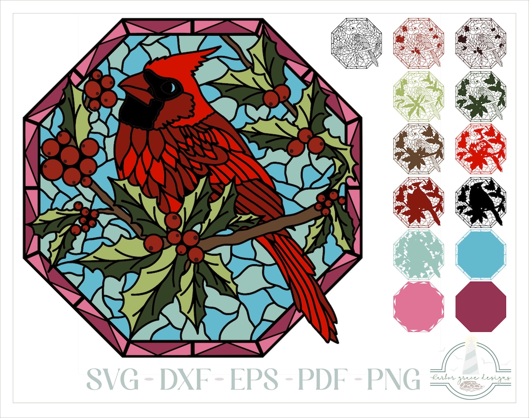 3D Layered Design, Cardinal Stained Glass SVG | Multi Layered SVG Files ...