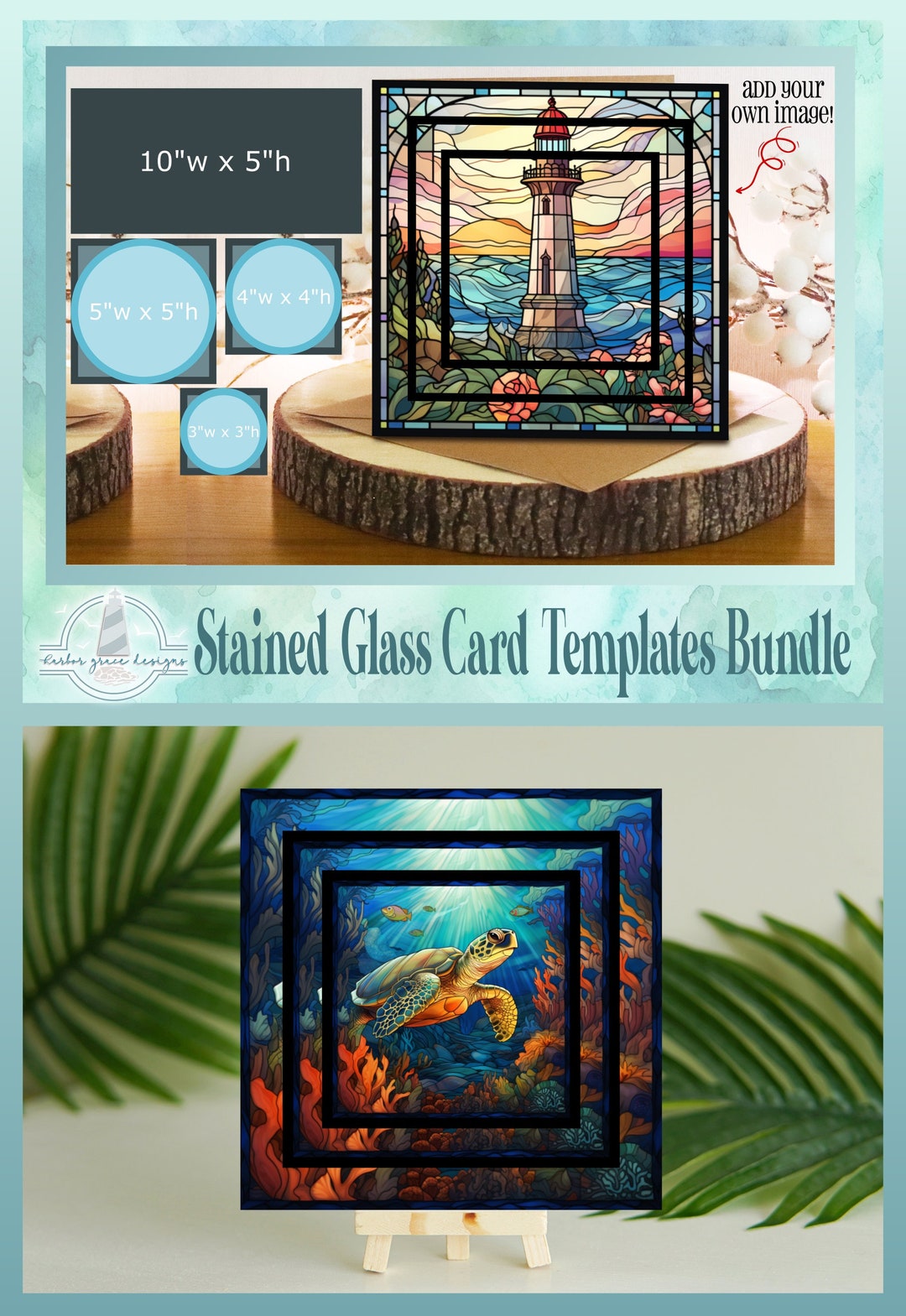 Square Stained Glass Card SVG Bundle - Templates ONLY - Easily Create ...