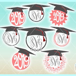 Graduation Cap Monogram Bundle SVG Files for Cricut Silhouette - Dxf ...