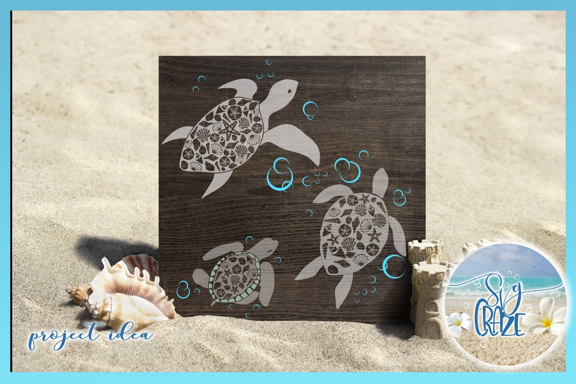 Seashell Turtle Family SVG Files for Cricut Silhouette Dxf - Etsy