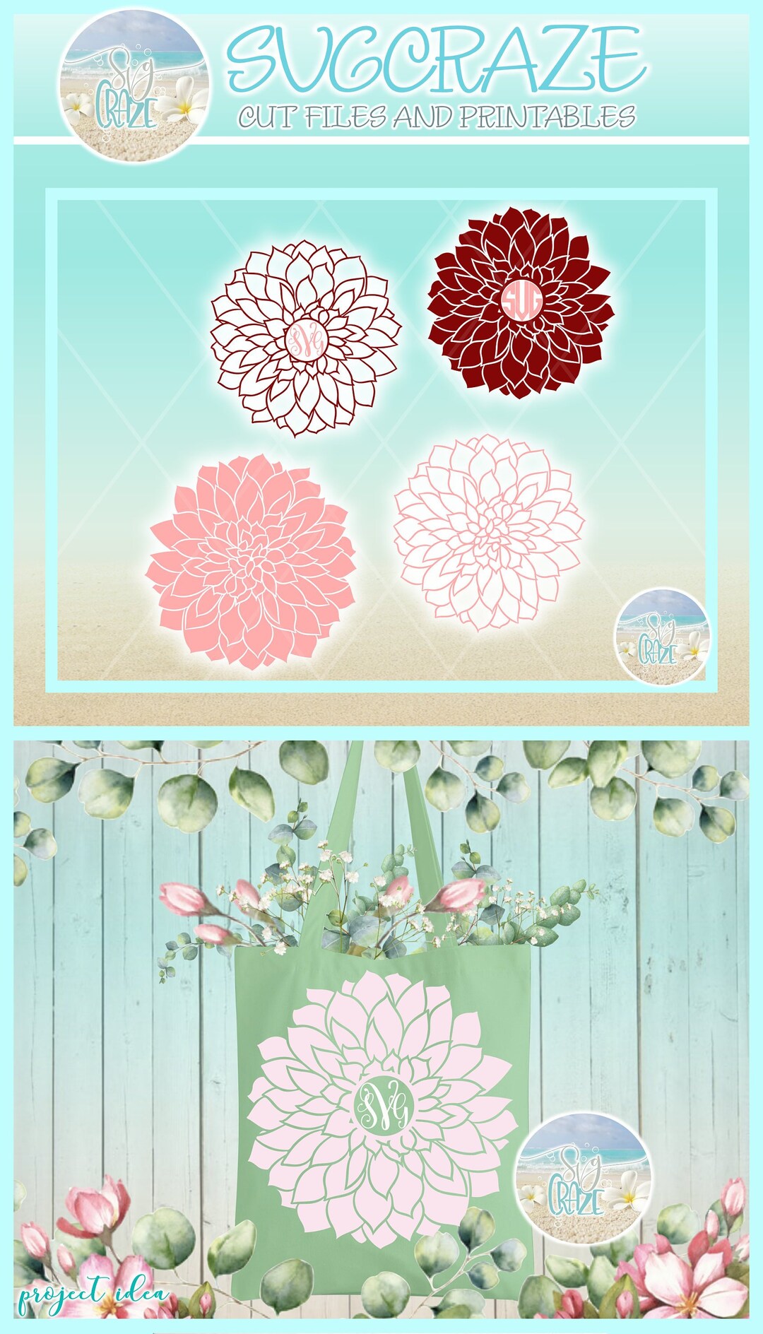 Beautiful Dahlia Flower Outline SVG Files for Cricut Silhouette - Dxf ...