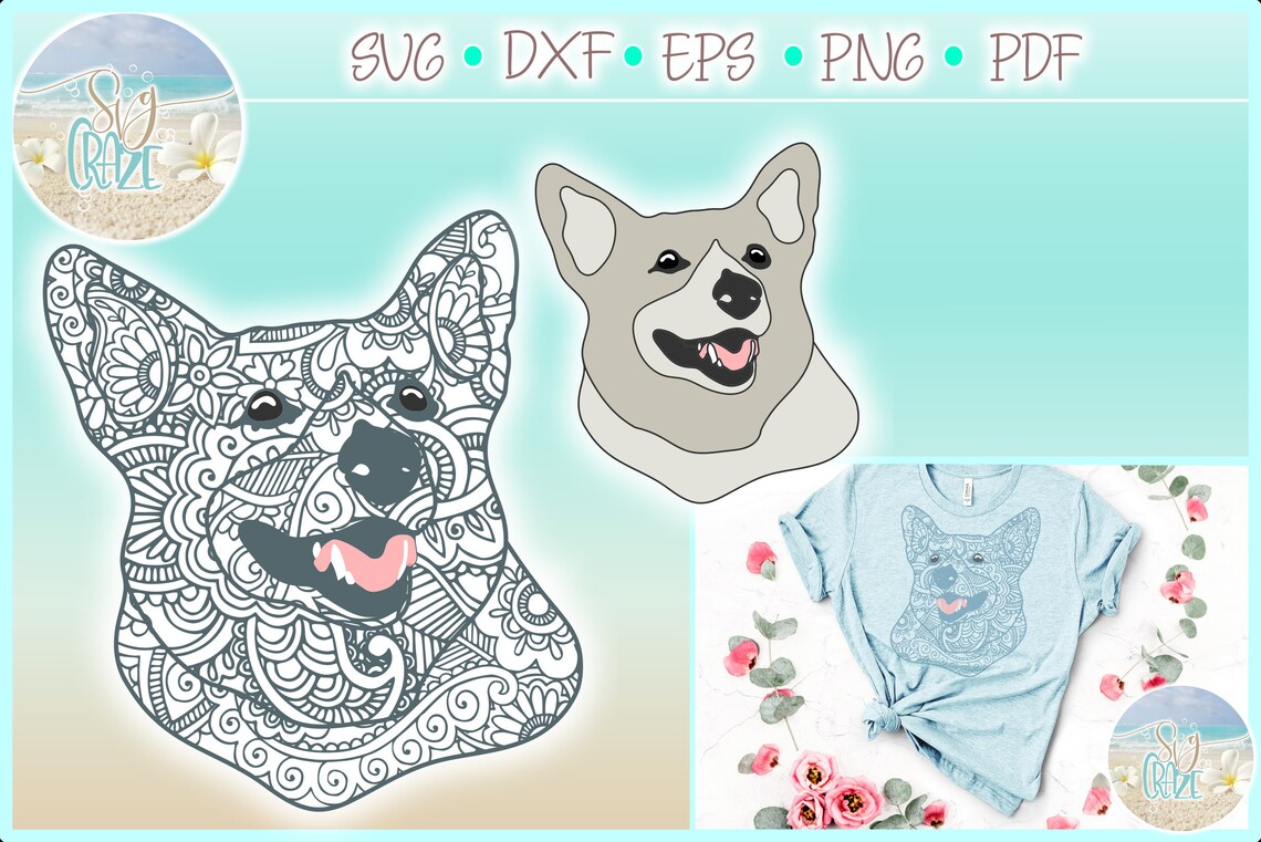 Corgi Dog Mandala Zentangle SVG Files for Cricut Silhouette - Etsy