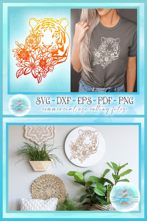 Tiger Floral Mandala SVG Files for Cricut Dxf Eps Pdf Png | Etsy
